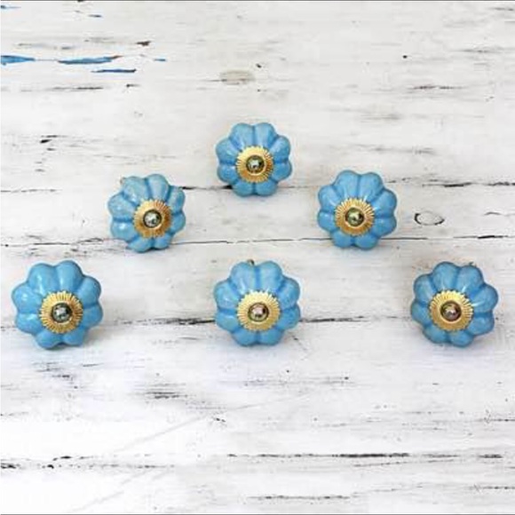 Hobby Lobby | Accents | Ceramic Cabinet Knobs Floral Sky Blue Set Of 6 Floral Beauties In Sky ...